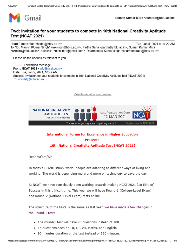 FWD: Invitation For Your Students To Compete in 10th National ...