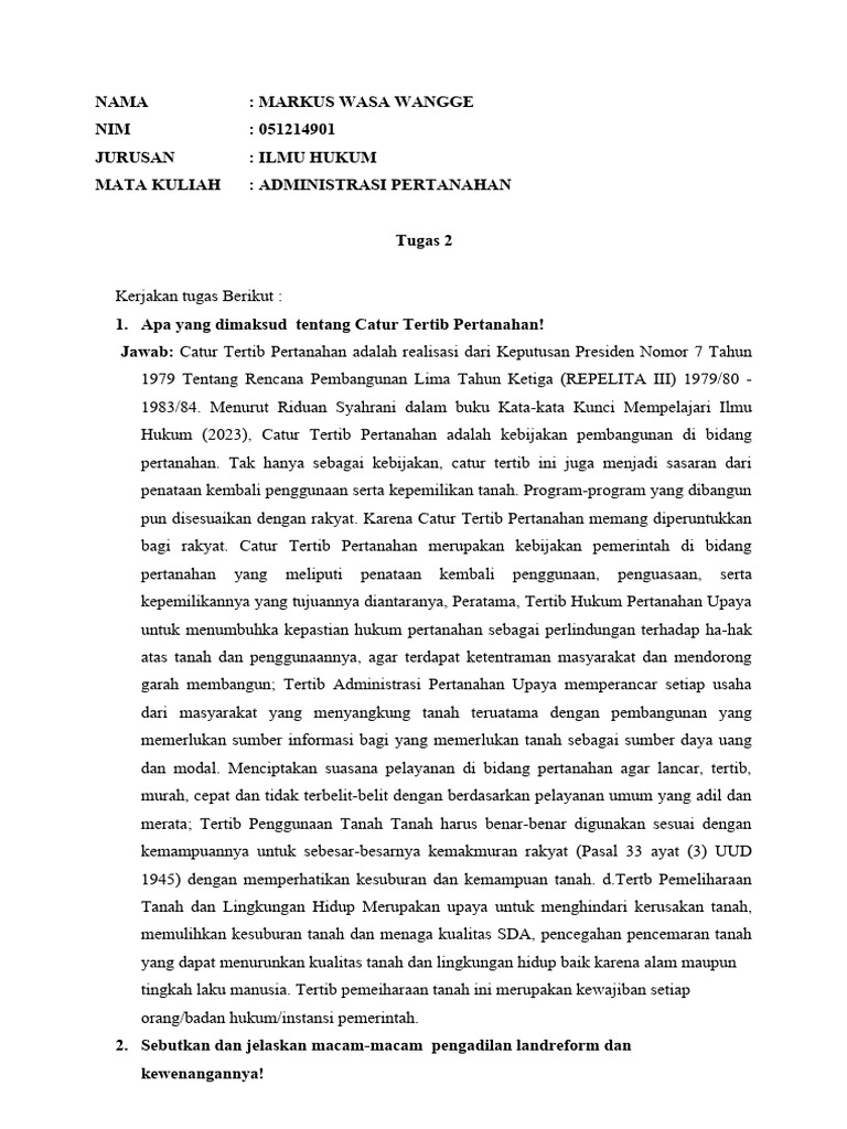 Tugas 2 Administrasi Pertanahan | PDF