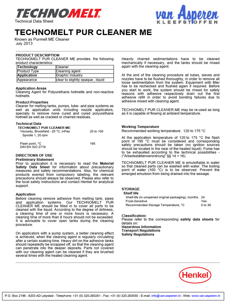 Technomelt Pur Cleaner Me (En) | PDF | Legal Liability | Corporations