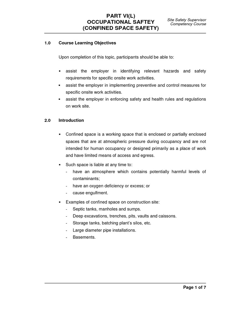26 Confined Space Safety Pdf Working Conditions Occupational