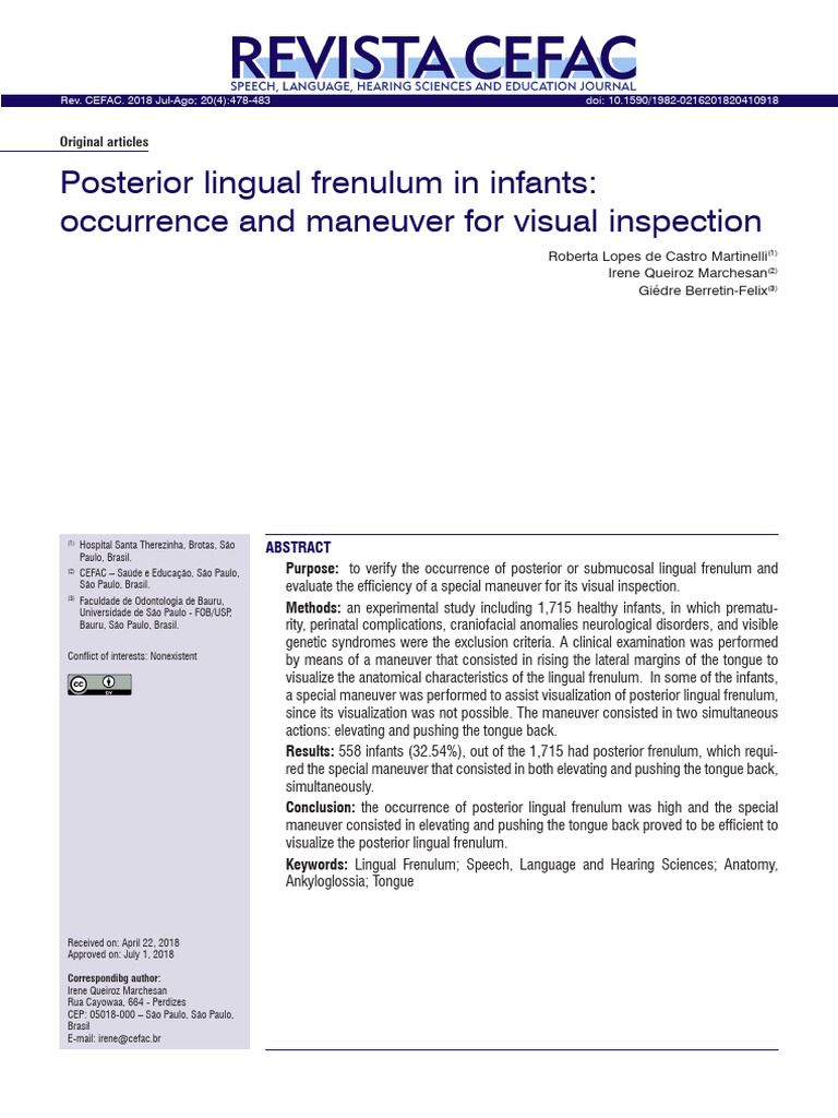 2018 Martinelli Posterior Lingual Frenulum in Infants | Download Free ...
