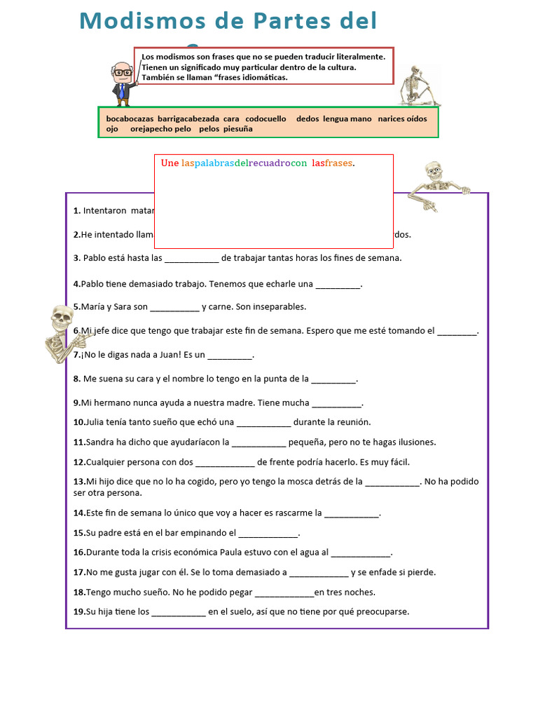 Modismos de Partes del Cuerpo | PDF | Pelo