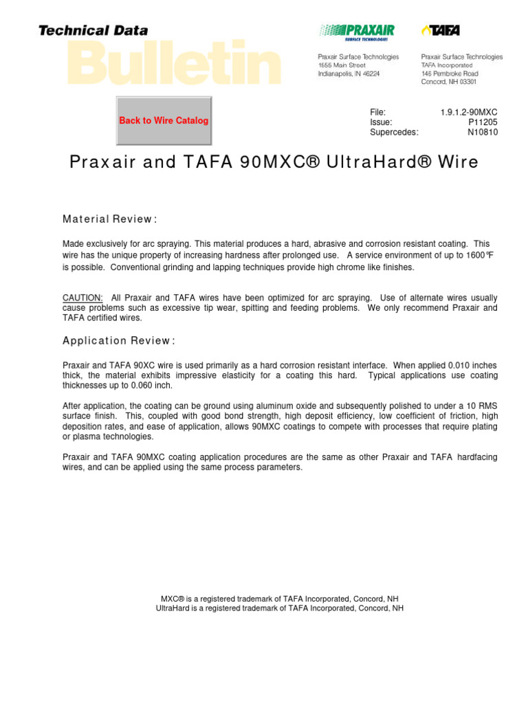 Praxair 90MXC Wire Coating Guide | PDF | Secondary Sector Of The ...
