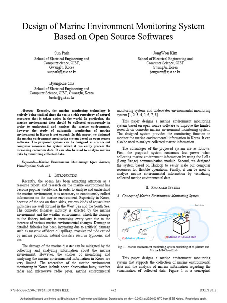 Design of Marine Environment Monitoring System Based On Open Source Softwares | PDF | Computer ...