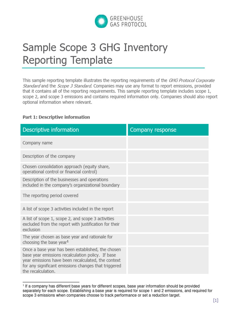 Sample GHG Inventory Reporting Template | PDF | Economies | Climate Change