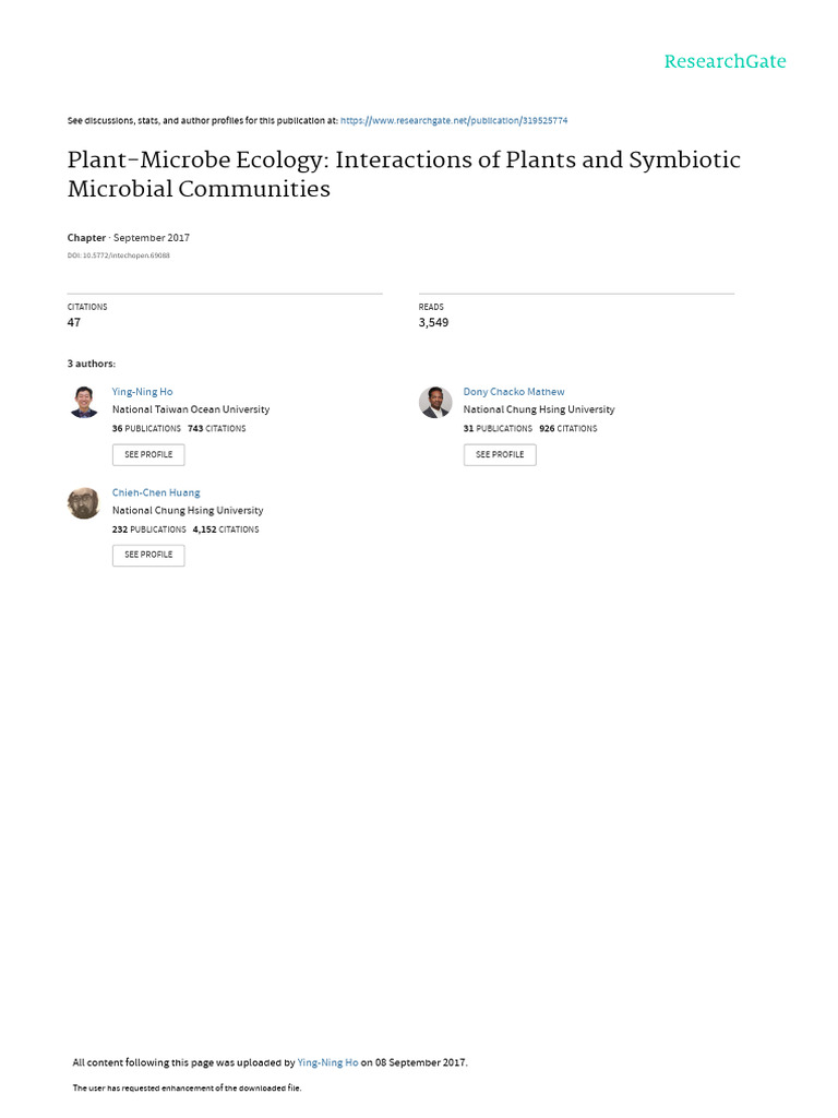 Plant-Microbe Ecology: Interactions of Plants and Symbiotic Microbial ...