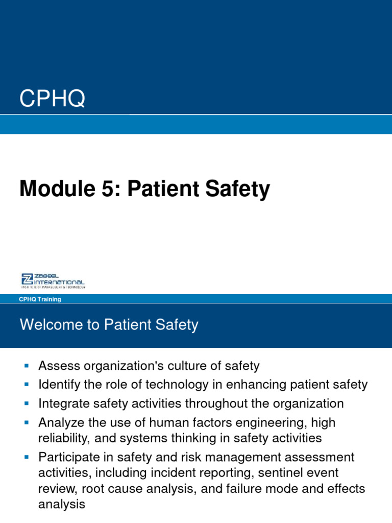 Module 5 Cphq Patient Safety Pdf Patient Safety Risk Management