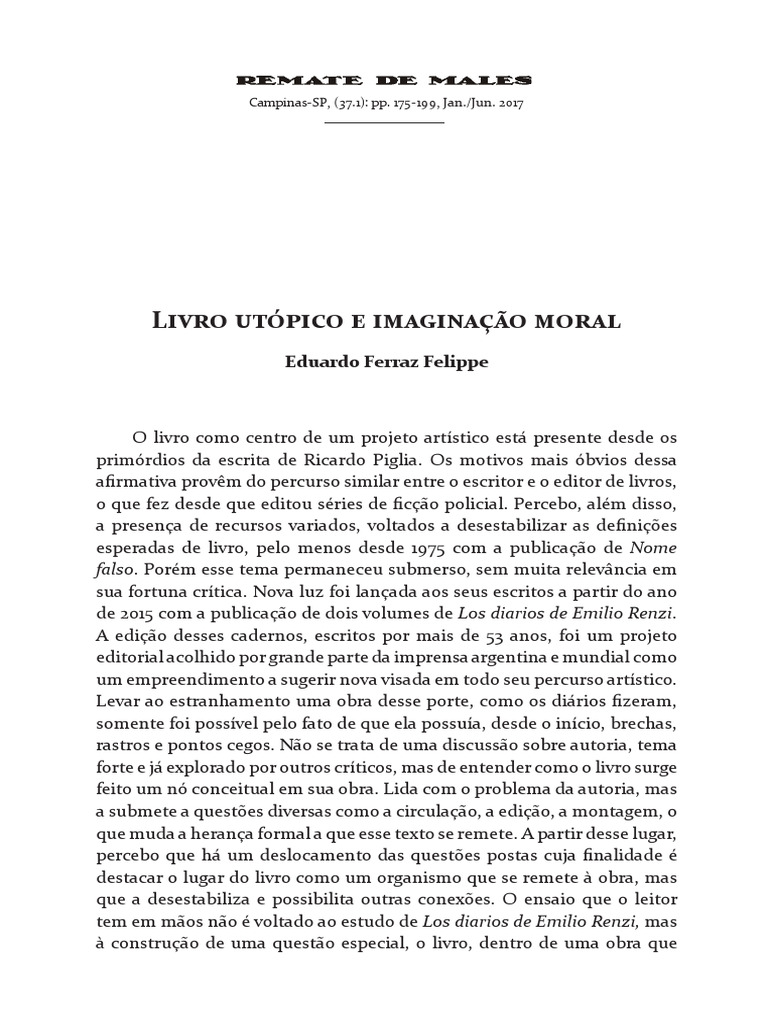 Livro e Autoria na Obra de Piglia | PDF | Livros | Narrativa
