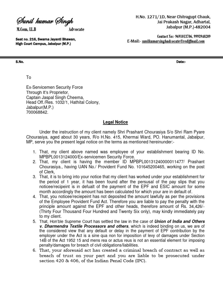 Final Legal Notice JAK-1 | PDF | Mens Rea | Criminal Law