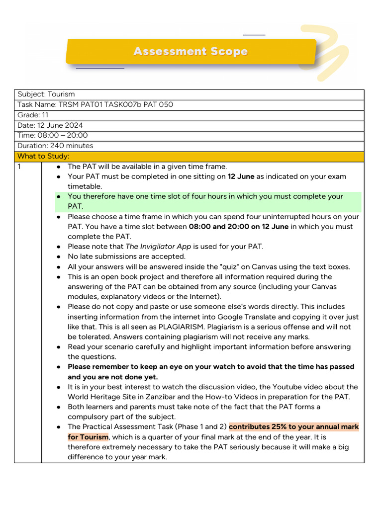 TRSM PAT01 TASK007b PAT PHASE 2 050 SCOPE GR11 | PDF