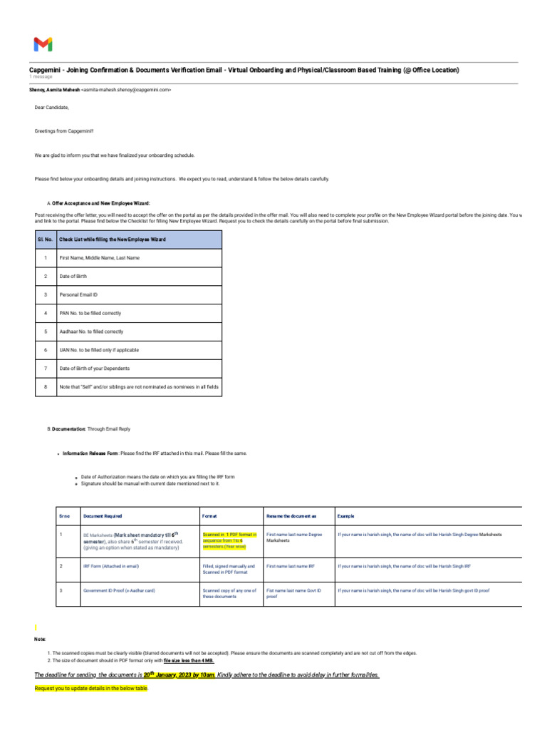 Capgemini Internship Offer Letter SUBHAJIT GAYEN | PDF | Employment ...