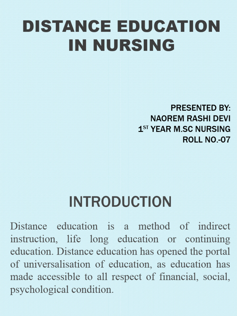 Seminar On Distance Education in Nursing | PDF | Distance Education ...