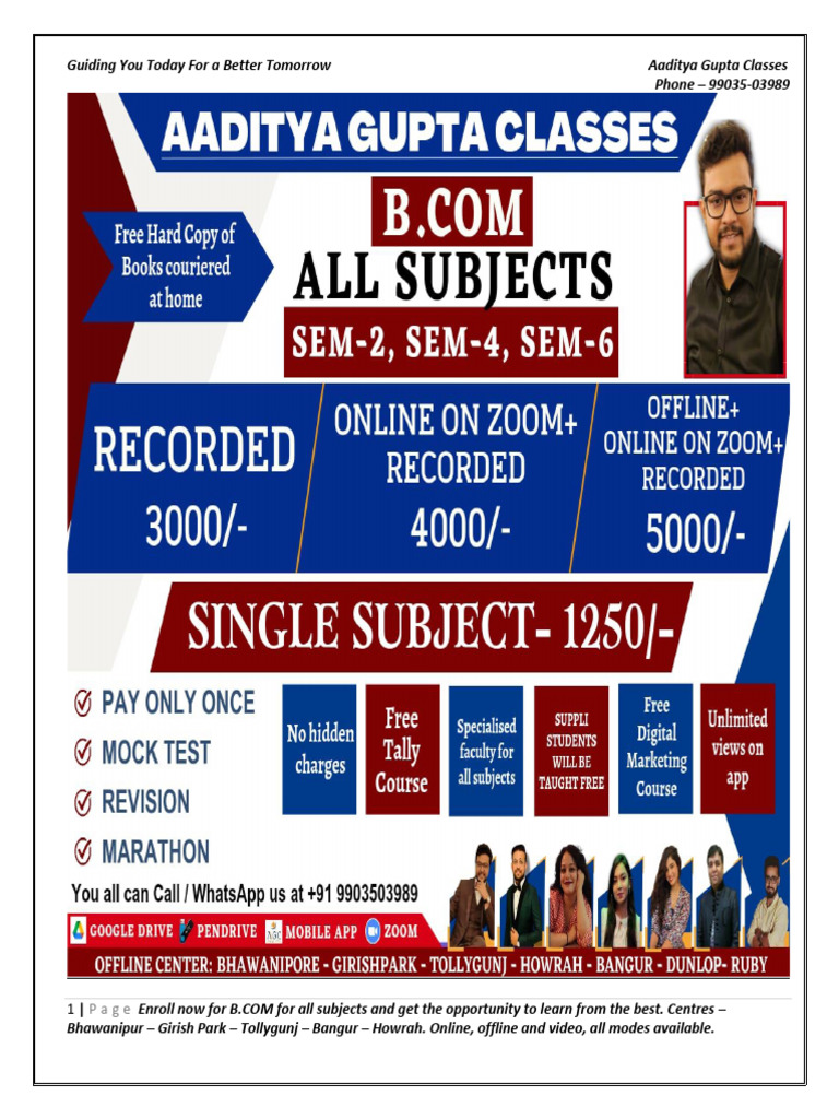 B.COM Enrollment and Advanced Math Guide | PDF | Function (Mathematics ...