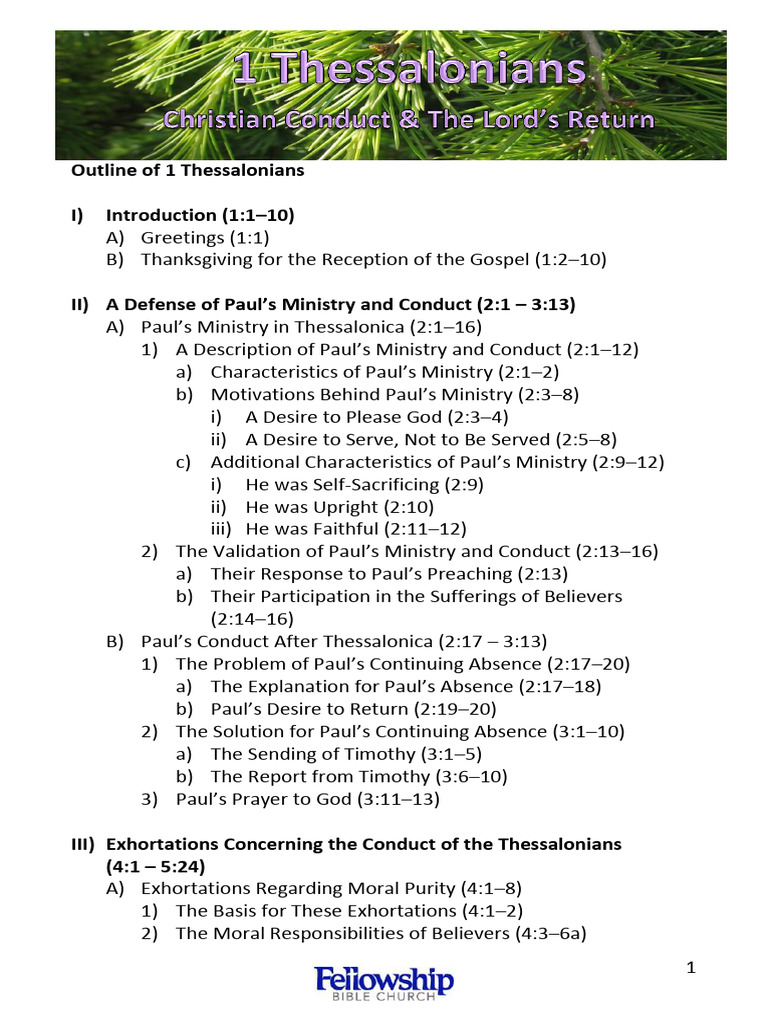 1 Thessalonians Outline | Download Free PDF | Paul The Apostle | God