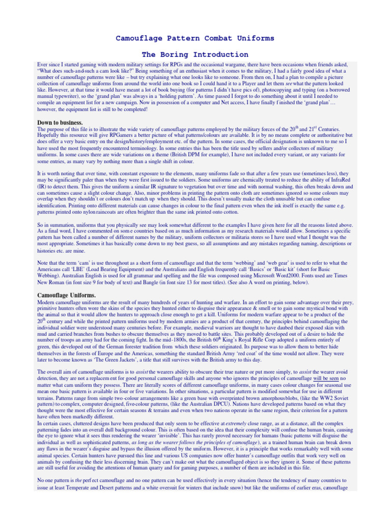 Camouflage Patterns - Introduction | PDF | Camouflage | Army