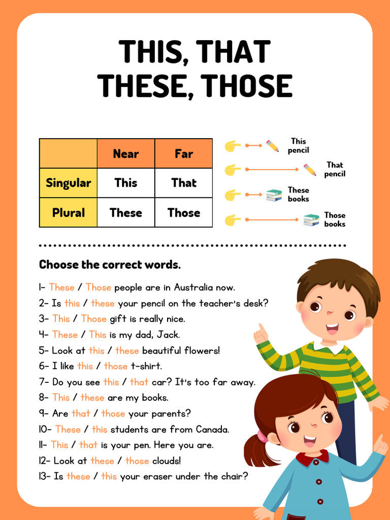 This, That, These, Those Grammar Worksheet | PDF