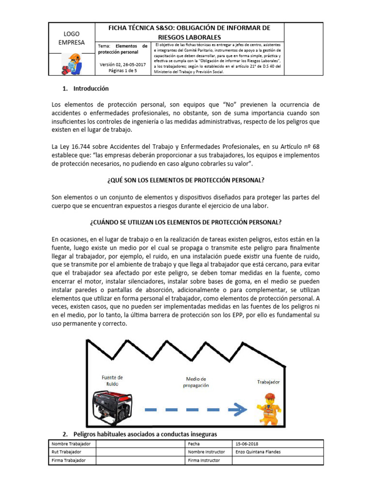 Ficha ODI Capacitación en EPP General - 0 | PDF | Soldadura | Construcción