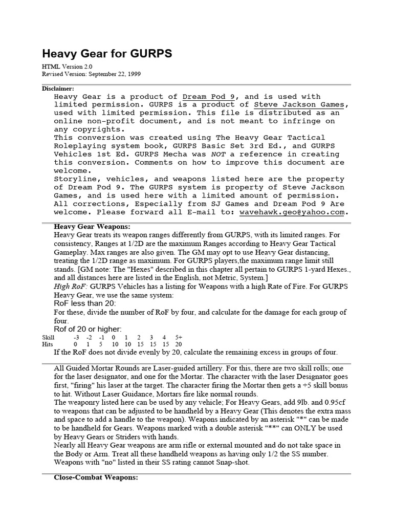 gurps Heavy Gear | PDF | Mortar (Weapon) | Machine Gun