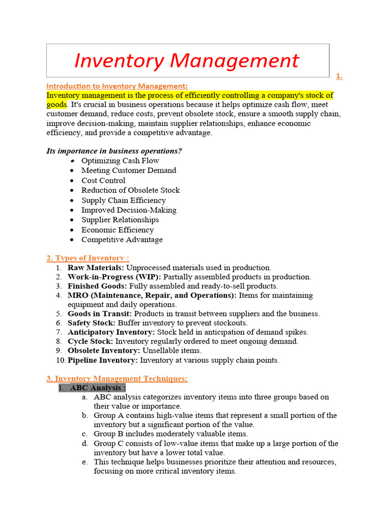 Inventory Management | Download Free PDF | Inventory | Supply Chain