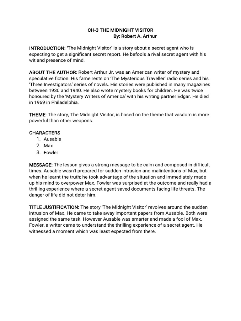 DETAILS THE MIDNIGHT VISITOR | PDF