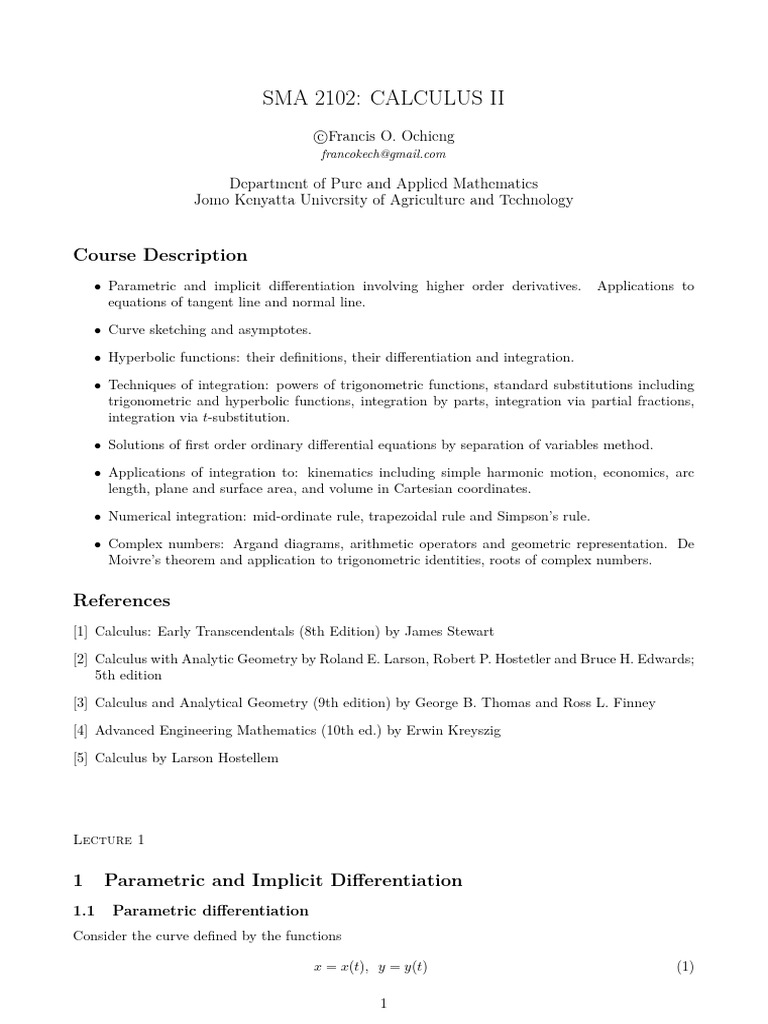 CALCULUS-II Lec Notes (Set 2) | PDF | Integral | Function (Mathematics) CALCULUS-II Lec Notes (Set 2) | PDF | Integral | Function (Mathematics)