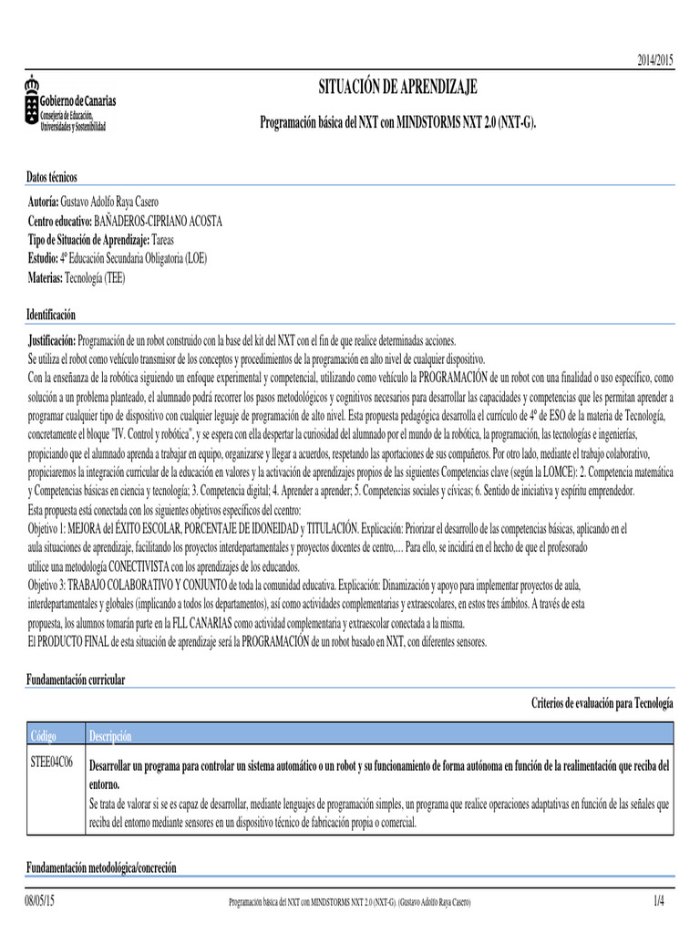 Programacion Basica Del NXT Con MINDSTORMS NXT 2 0 NXT G | PDF | Evaluación | Enseñando
