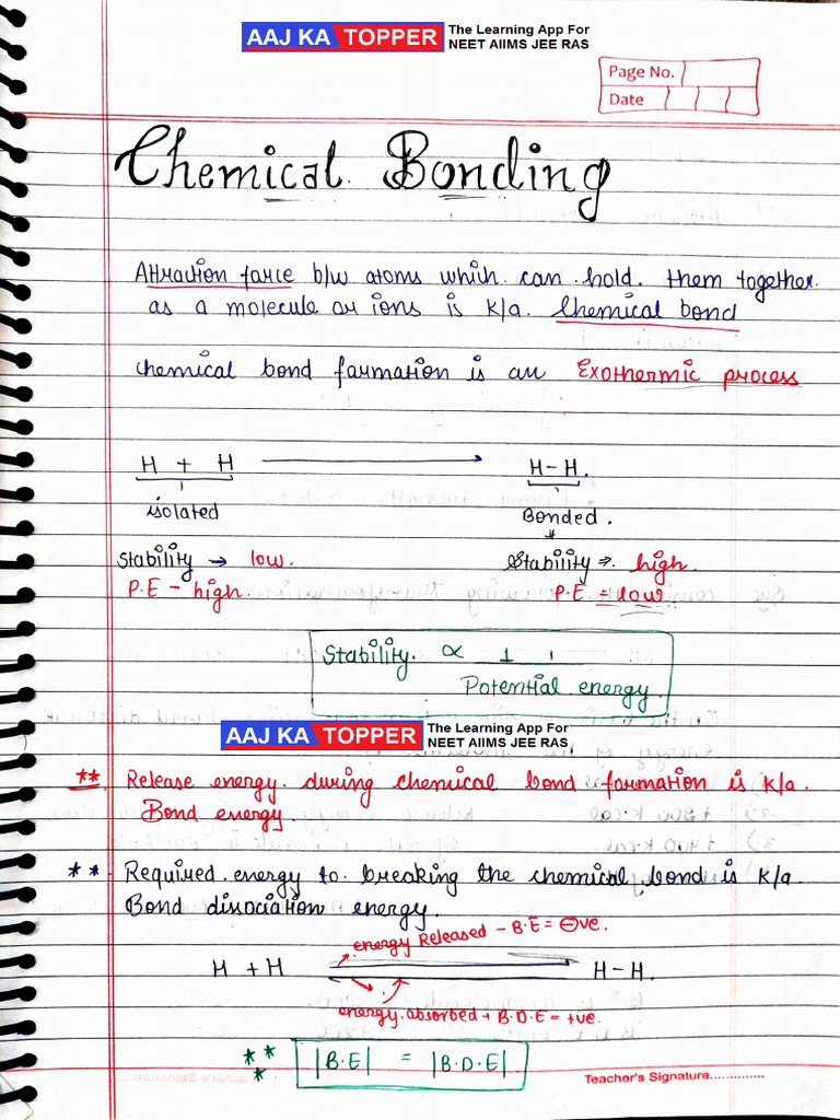 Chemical Bonding Notes English Part 1 | PDF