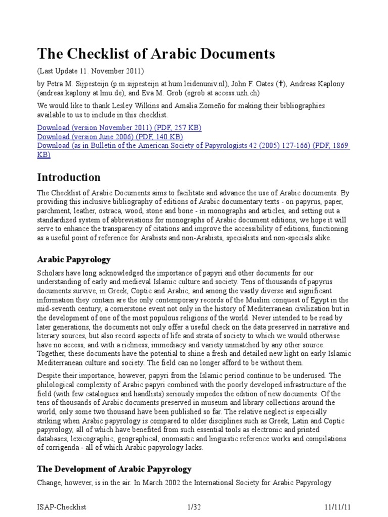 The Checklist of Arabic Documents | Download Free PDF | Bibliography ...