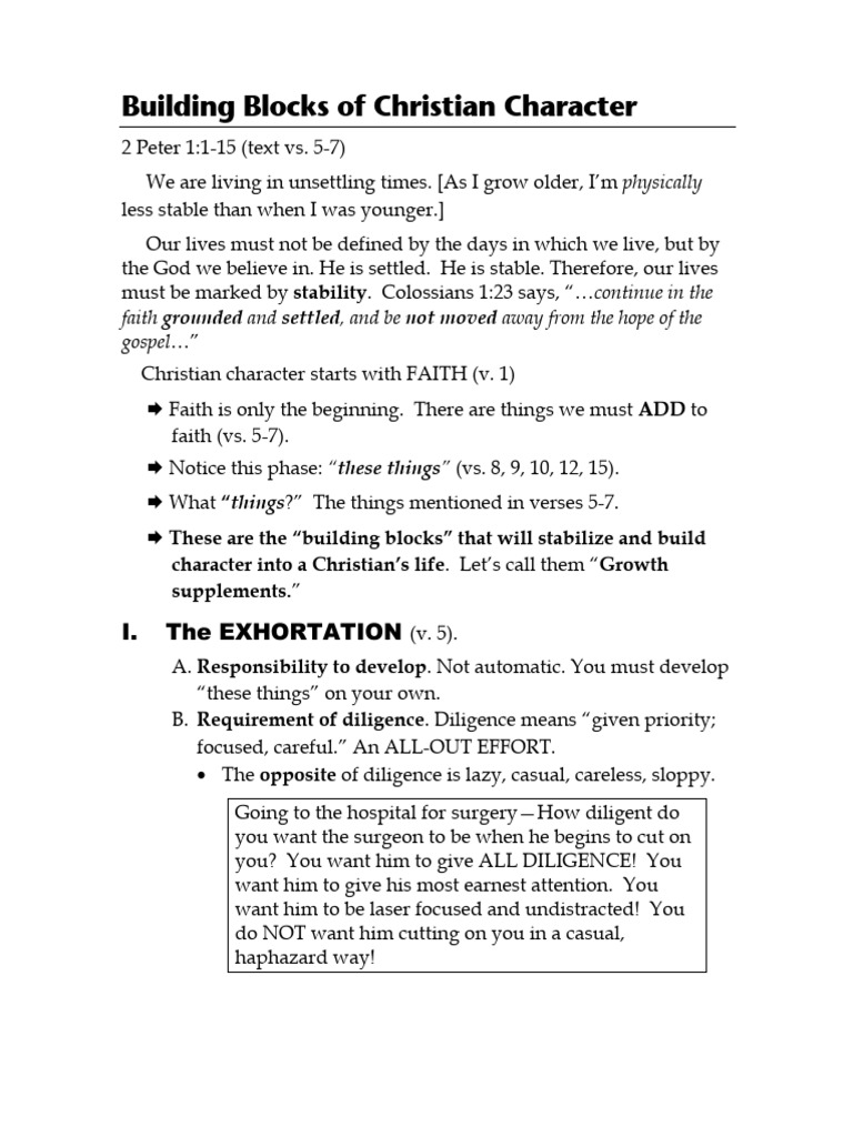 Building Blocks of Christian Character | PDF | Theology | Religious ...