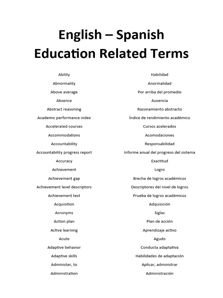 Education Terms | PDF | Plan de estudios | Educación de la primera infancia