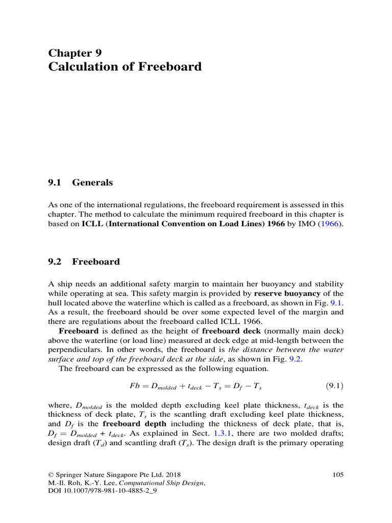 Calculation of Freeboard: 9.1 Generals | PDF | Ships | Hull (Watercraft)