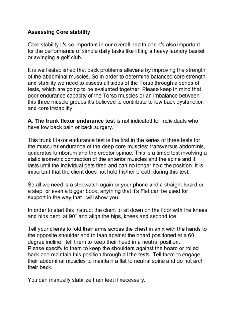 Assessing-Core-Stability | Download Free PDF | Anatomical Terms Of ...