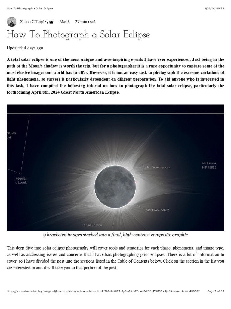 Solar Eclipse Photography Guide | PDF | Camera Lens | Camera