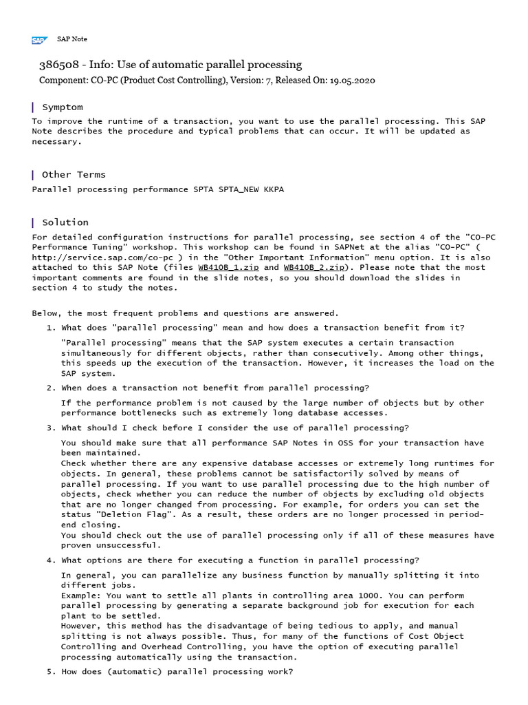 Info: Use of Automatic Parallel Processing: Symptom | PDF | Parallel Computing | Parameter ...