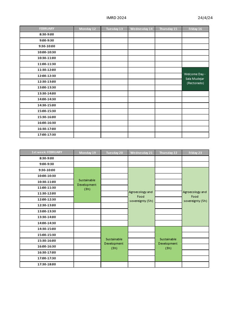 Timetable IMRD 2024 - v14 - 24042024 | PDF | Science | Natural Environment