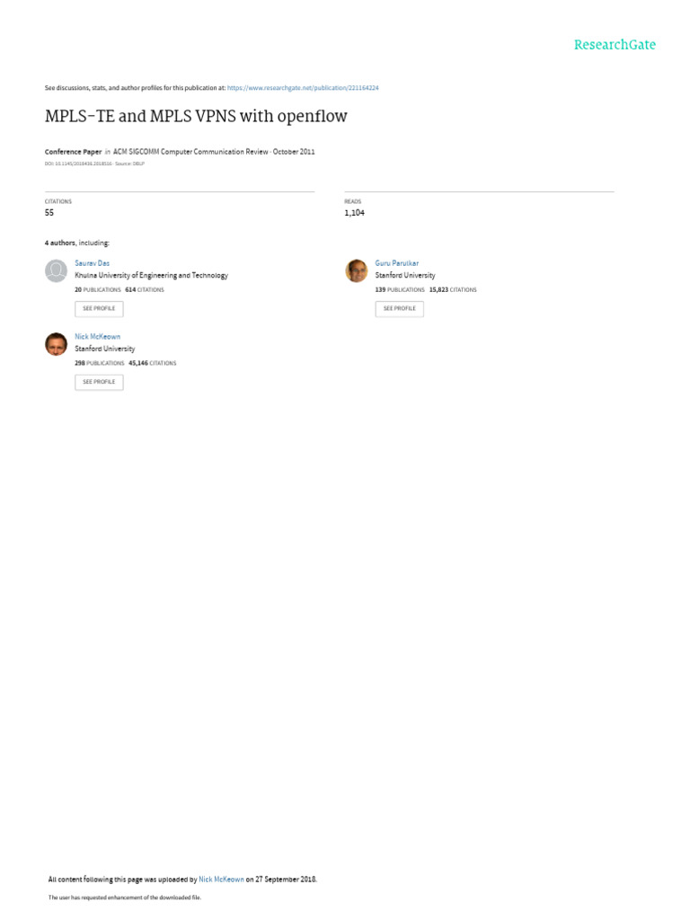 MPLS-TE and MPLS VPNS With Openflow | PDF | Virtual Private Network | Networking