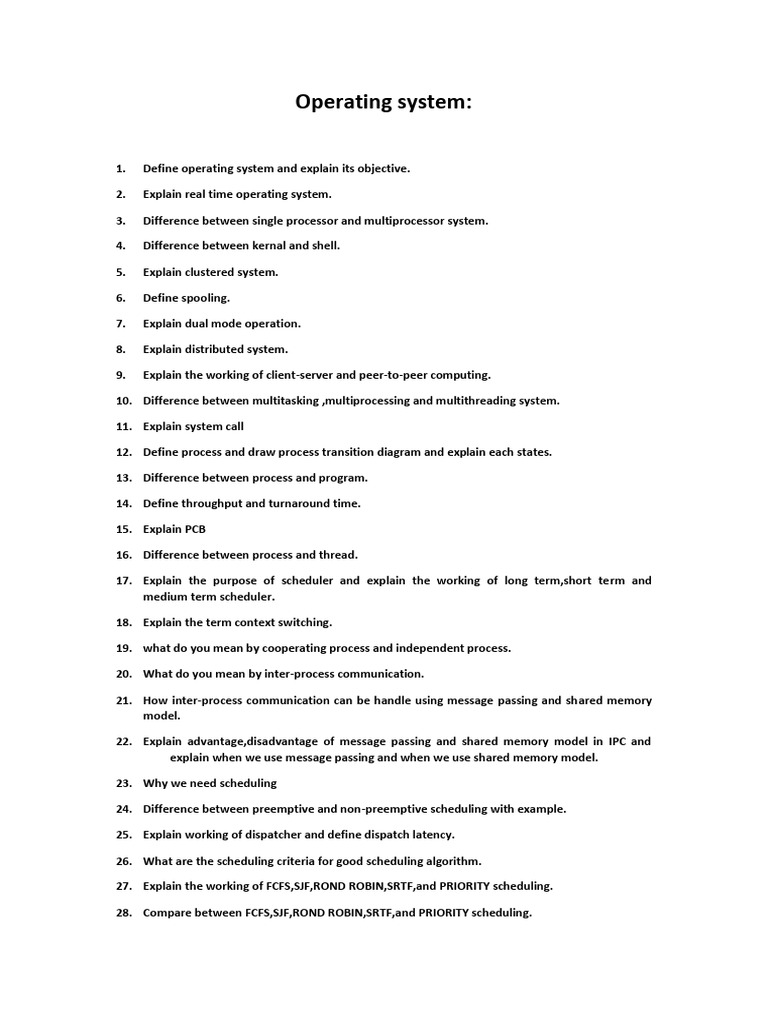 Operating System Question | PDF | Scheduling (Computing) | Process (Computing)