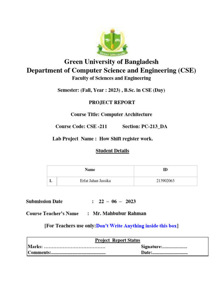 Shift Register Work Project Final Report | PDF | Digital Electronics | Microcontroller