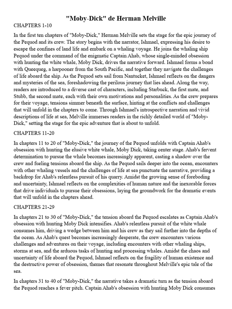 Summary Moby | PDF | Moby Dick | Captain Ahab