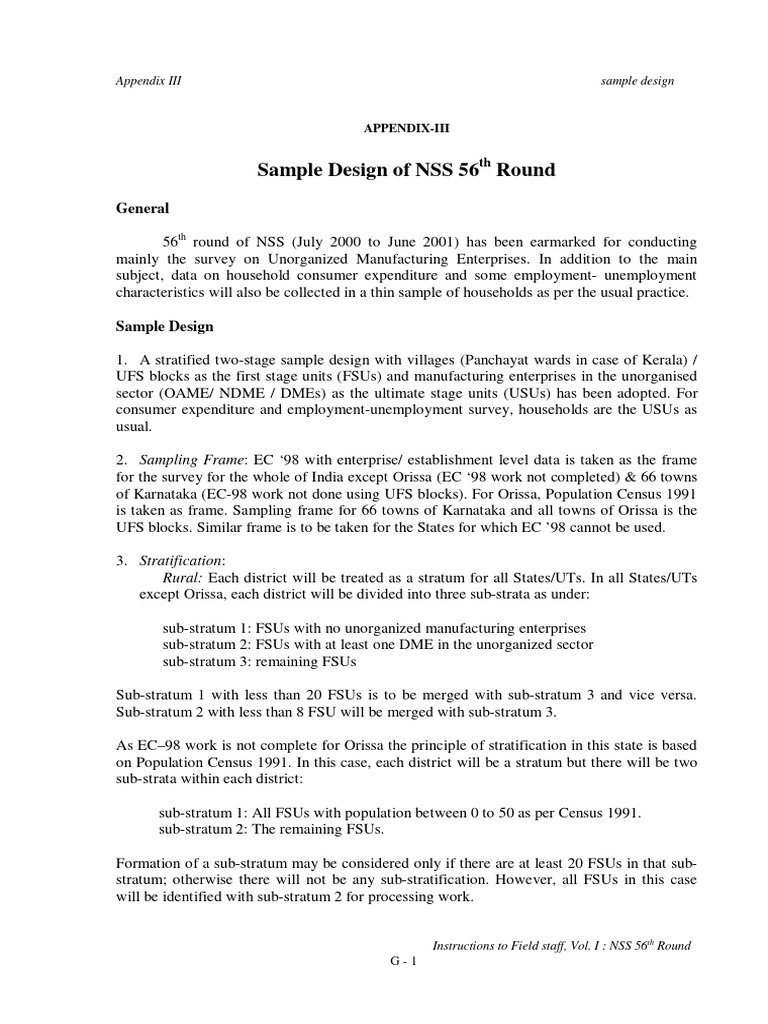 Sample Design of NSS 56th Round | Download Free PDF | Sampling ...