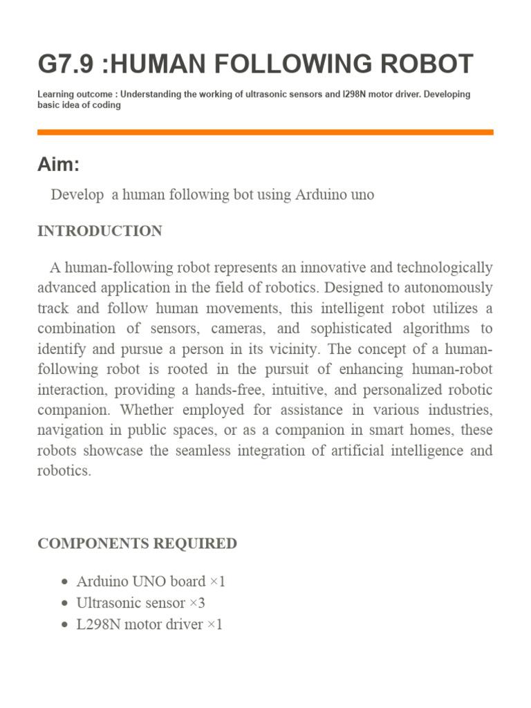 Arduino Human-Following Robot Guide | PDF | Arduino | Robot