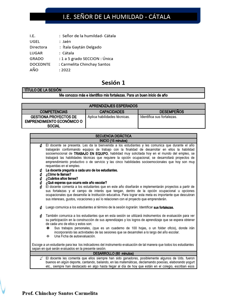 Experiencia De Aprendizaje 2023 Ept Pdf Evaluación Iniciativa