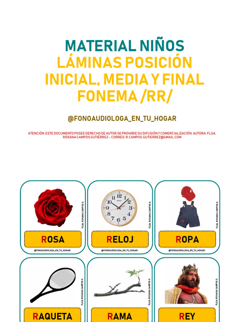 PRODUCTO 96. FONEMA RR POSICION INICIAL, MEDIA, FINAL Y TRABANTE | PDF