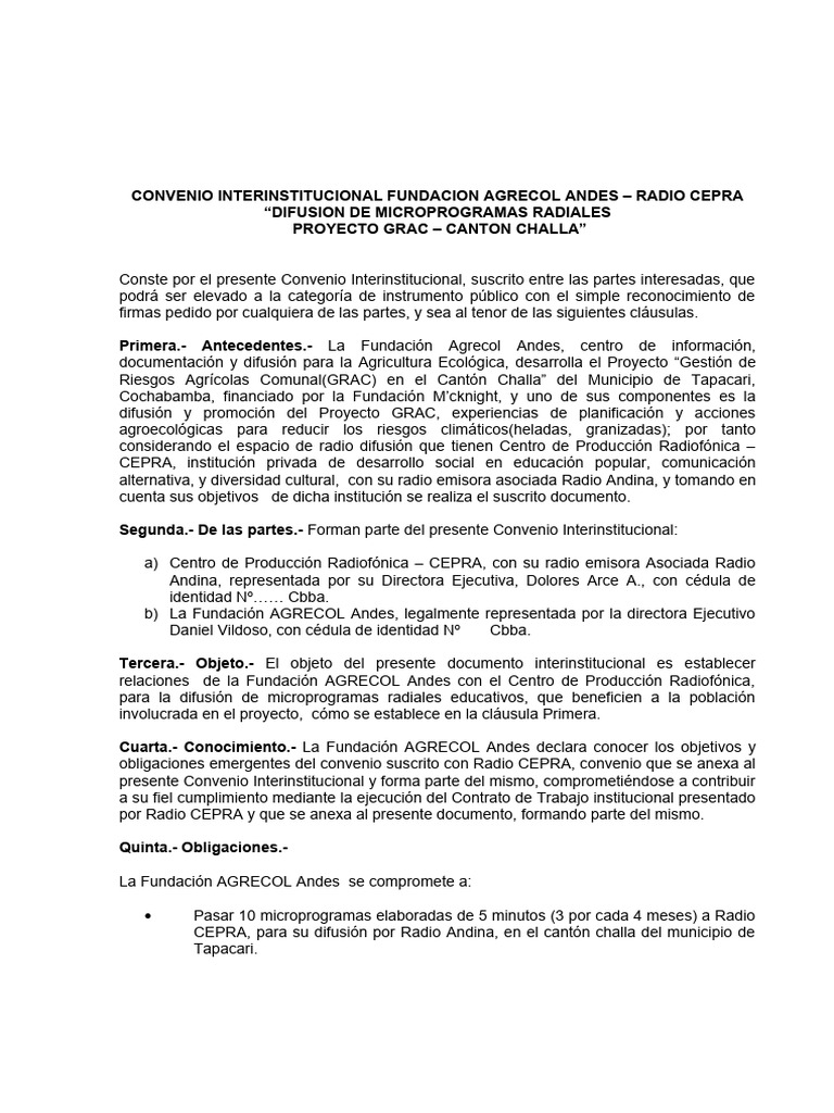 Convenio Cepra - Agrecol | PDF