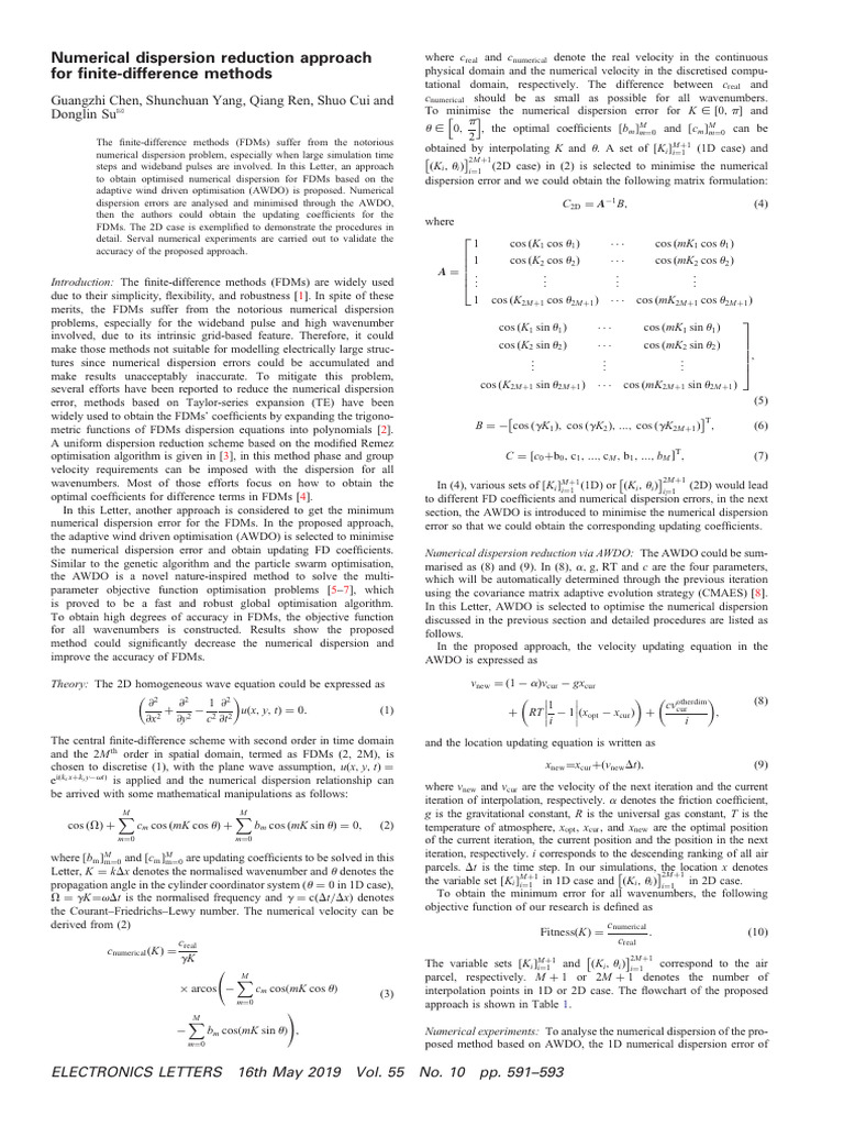 Numerical Dispersion Reduction Approach For Finite | PDF | Mathematical Optimization | Waves