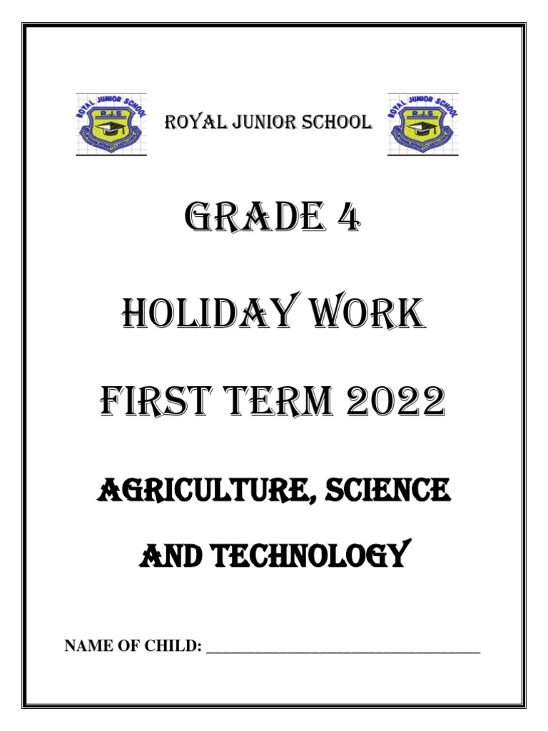 Grade 4 First Term Holiday Work | PDF | Soil