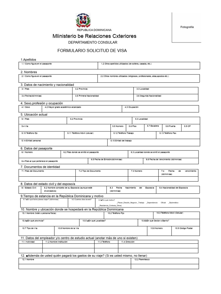 Formulario Solicitud Visado | PDF | Documento de identidad | Gobierno y personalidad