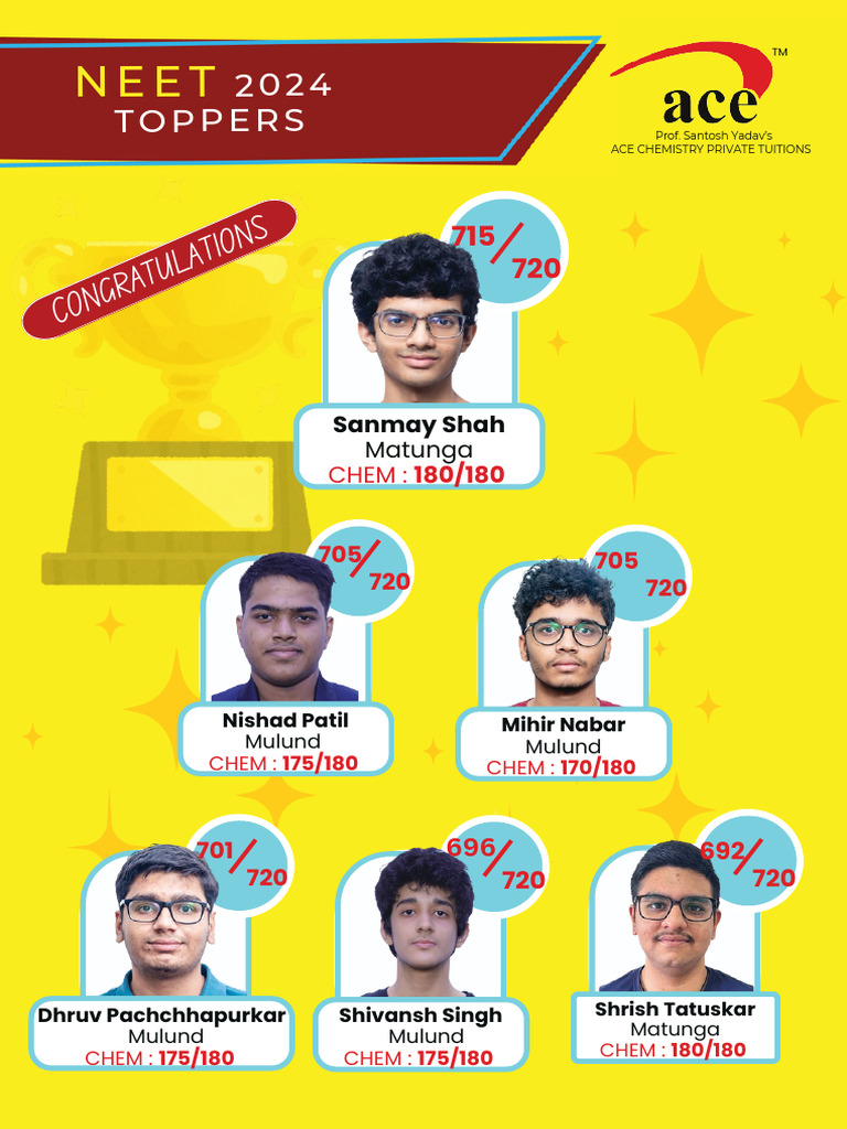 NEET 2024 Results: ACE Chemistry Tuitions | PDF