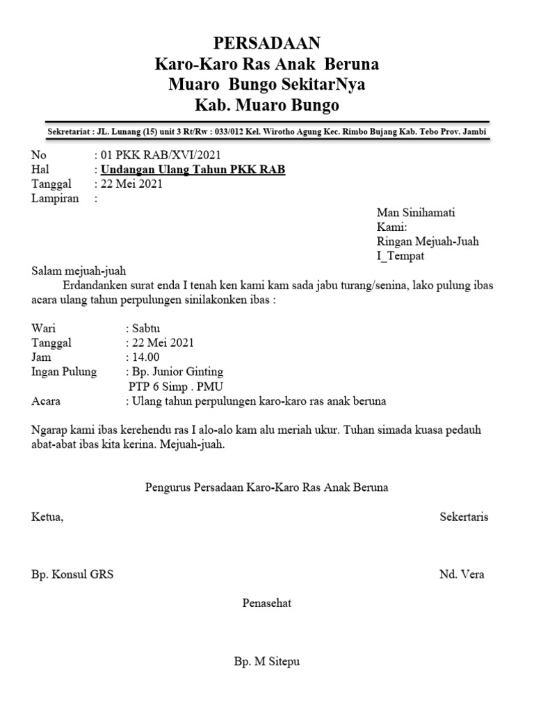 Undangan Karo-Karo | PDF