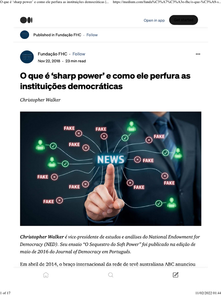 O que é ‘sharp power’ e como ele perfura as instituições democráticas | PDF